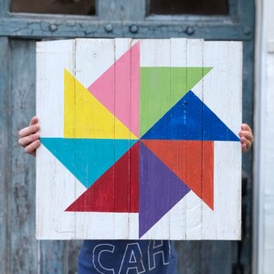 Rainbow Pinwheel Barn Quilt Outdoor Art Wood Sign Door - Etsy