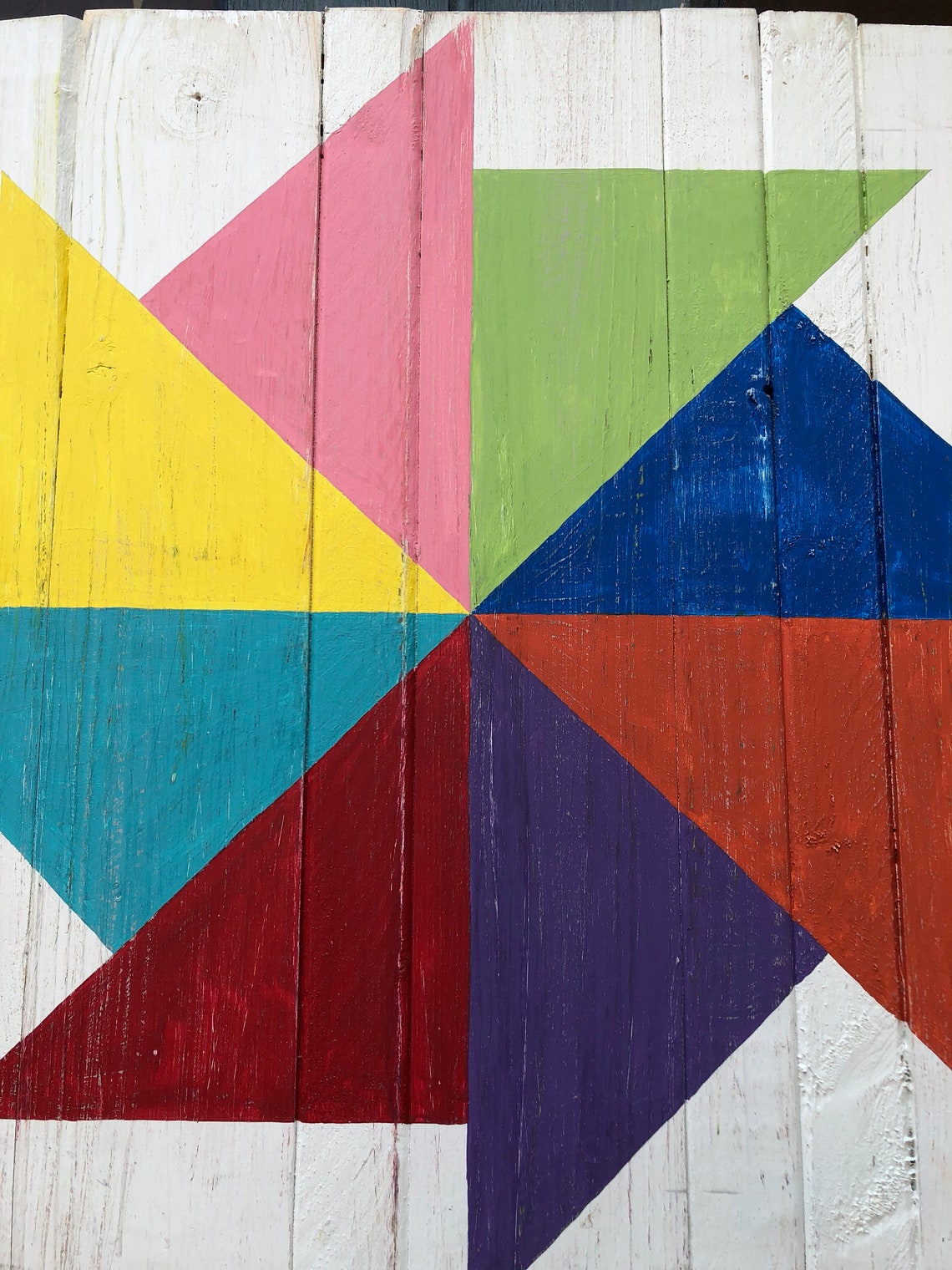 Rainbow Pinwheel Barn Quilt Outdoor Art Wood Sign Door | Etsy