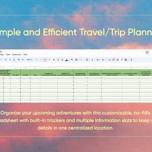 FUNCTIONAL Travel/trip Planning Spreadsheet - Etsy