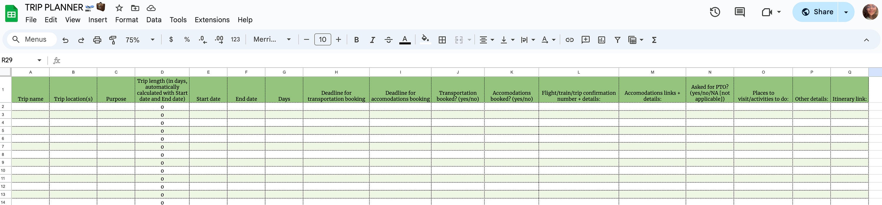 FUNCTIONAL Travel/trip Planning Spreadsheet - Etsy