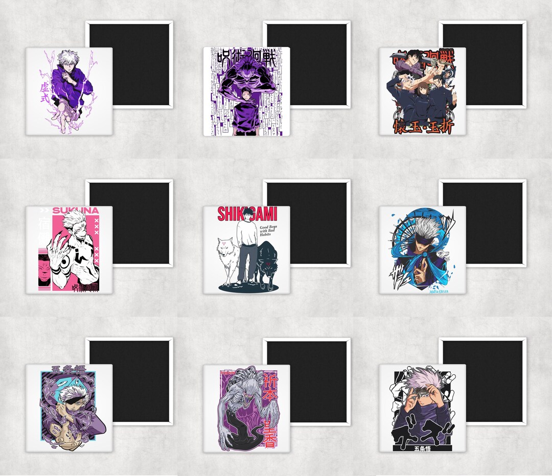 Jujutsu Kaisen Anime Magnets, JJK Magnet Set of 9, JJK Magnets 2x2 ...