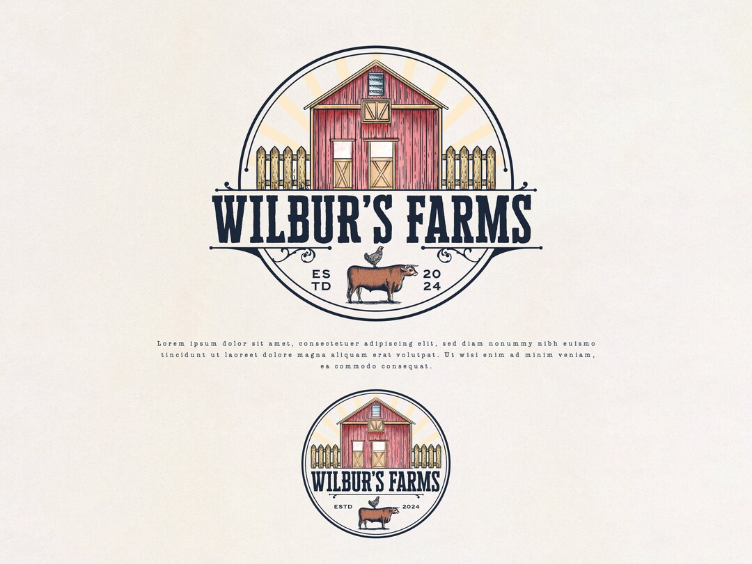 Custom Farm Logo Design, Farmer Logo, Farming Logo, Cow Farm Logo ...