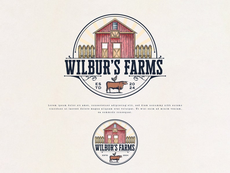 Custom Farm Logo Design, Farmer Logo, Farming Logo, Cow Farm Logo ...