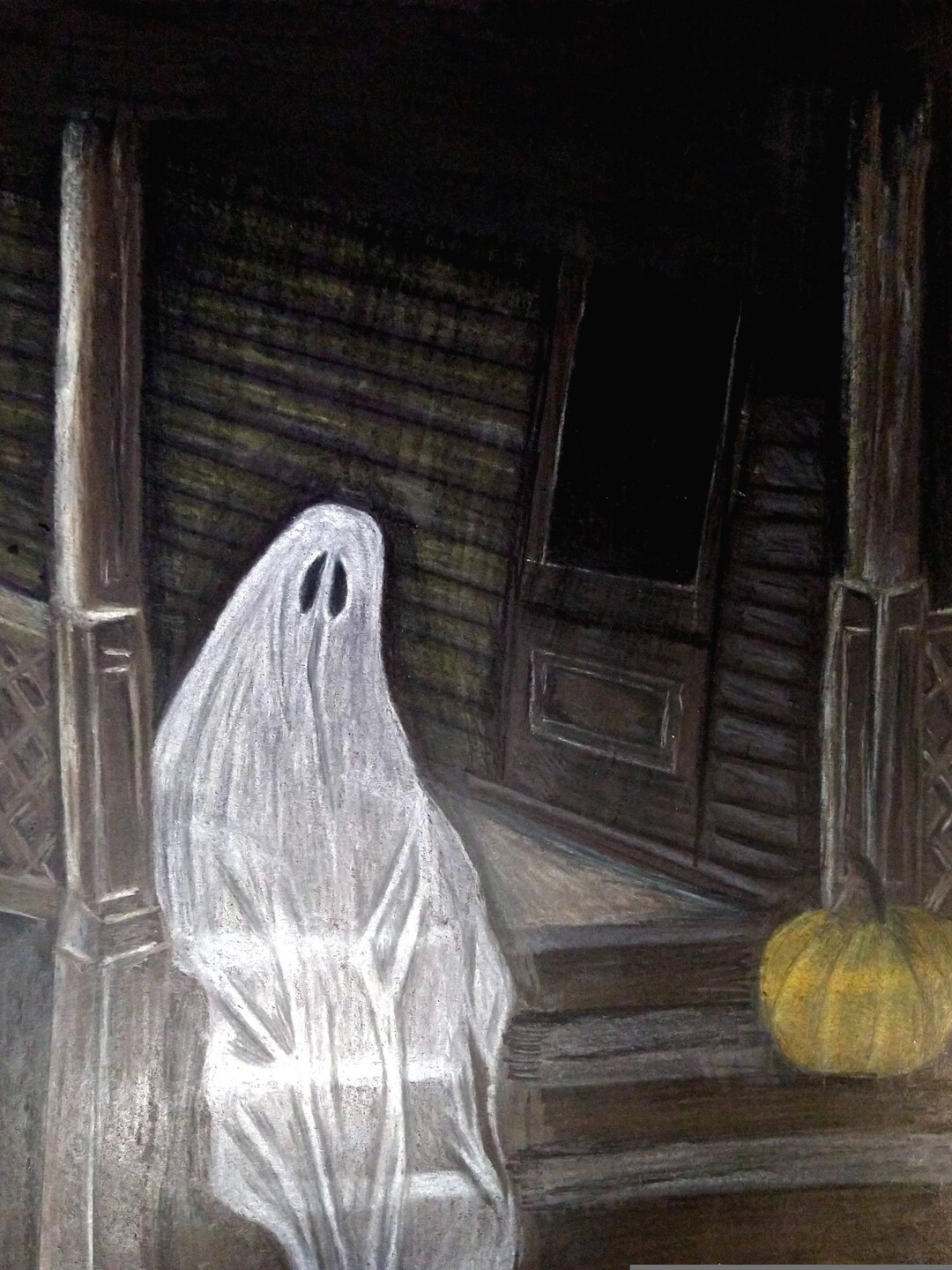 Sad Ghost Art Print | Colored Pencil Drawing, Halloween Decor (digital ...
