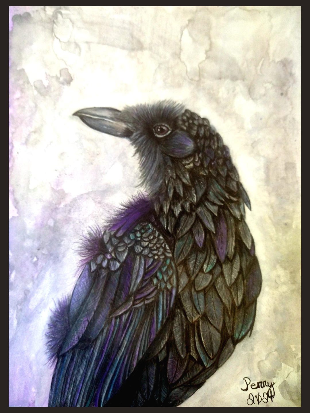 Corvid Art Print – "whisper" Colored Pencil Raven (digital Download) - Etsy
