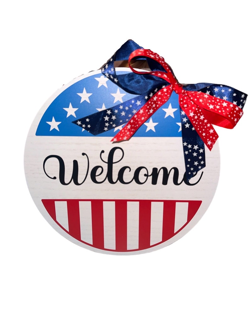Patriotic Welcome Sign, Welcome Decor, Home Decor, Fourth of July ...