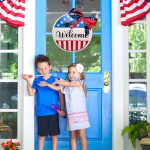 Patriotic Welcome Sign, Welcome Decor, Home Decor, Fourth of July ...
