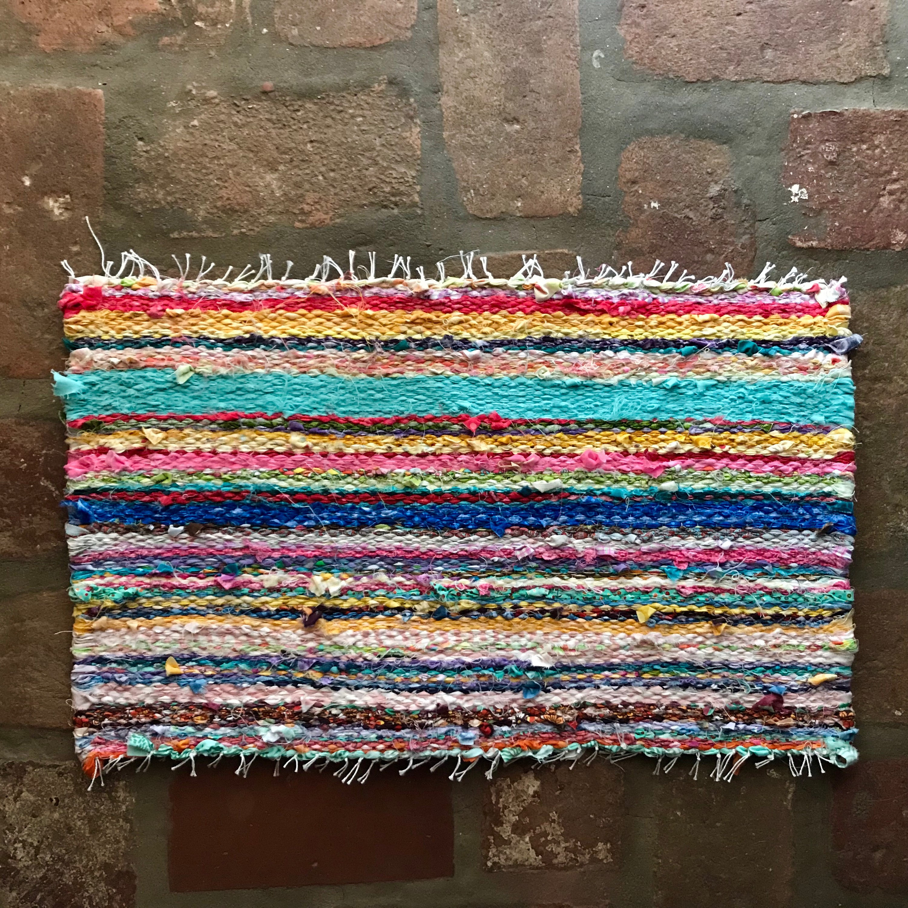 Country Cottage Small Handmade Rag Rug Table Mat in Bright | Etsy