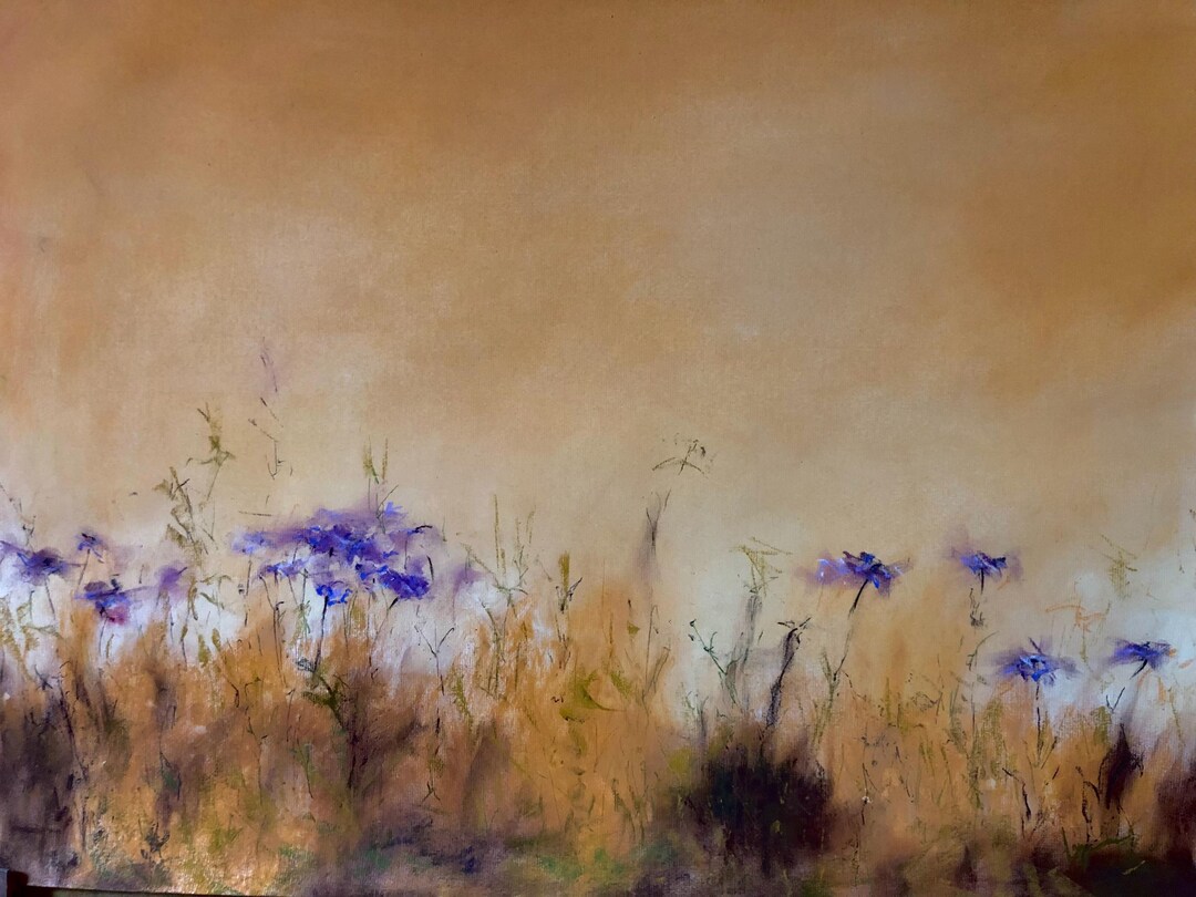 Original Pastel Painting- Purple Flowers - Etsy