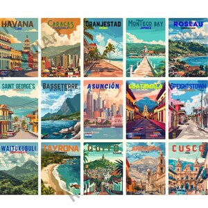 100 Travel Poster Set 1| Retro Aesthetic | Travel Wall Prints | Travel ...