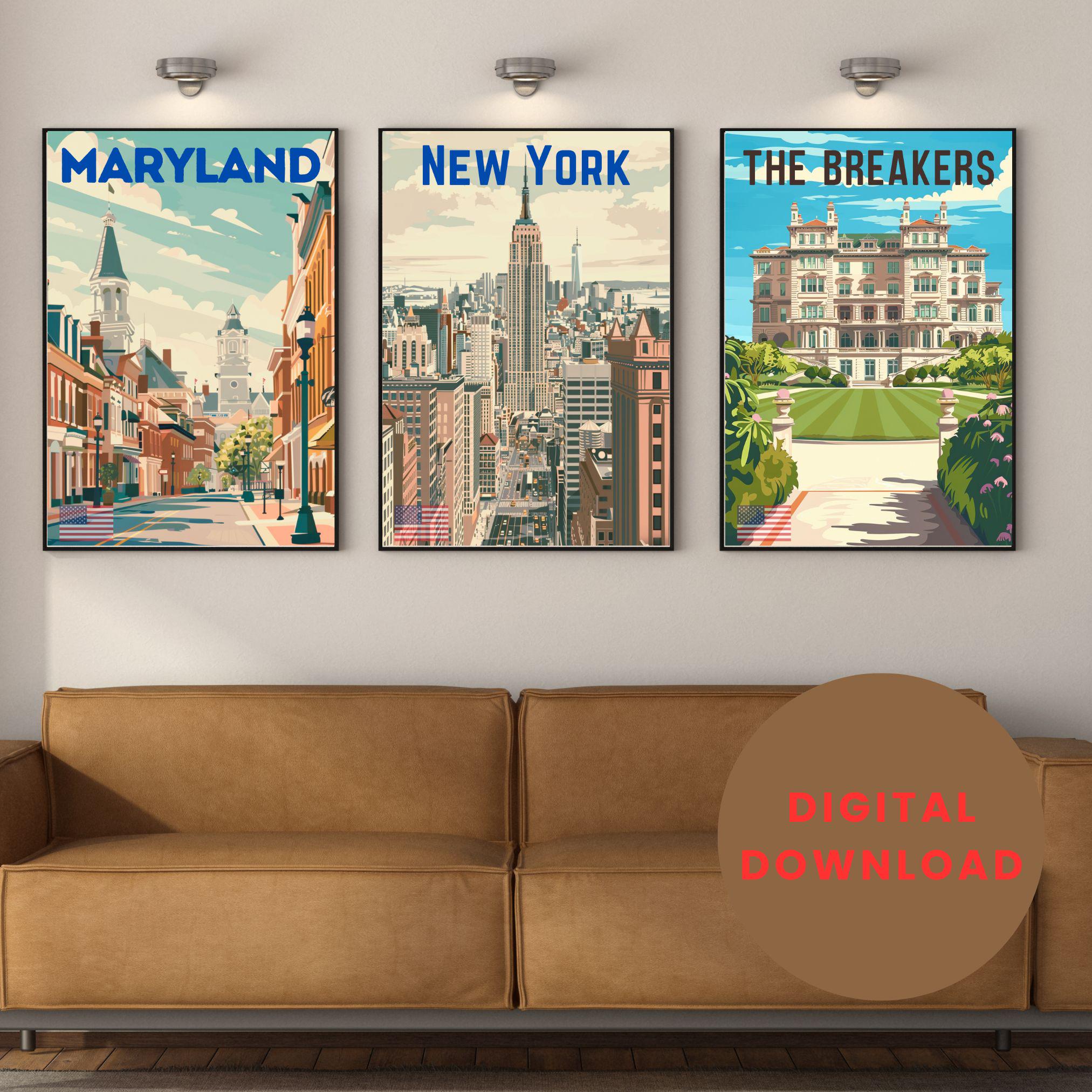 100 Travel Poster Set 1| Retro Aesthetic | Travel Wall Prints | Travel ...