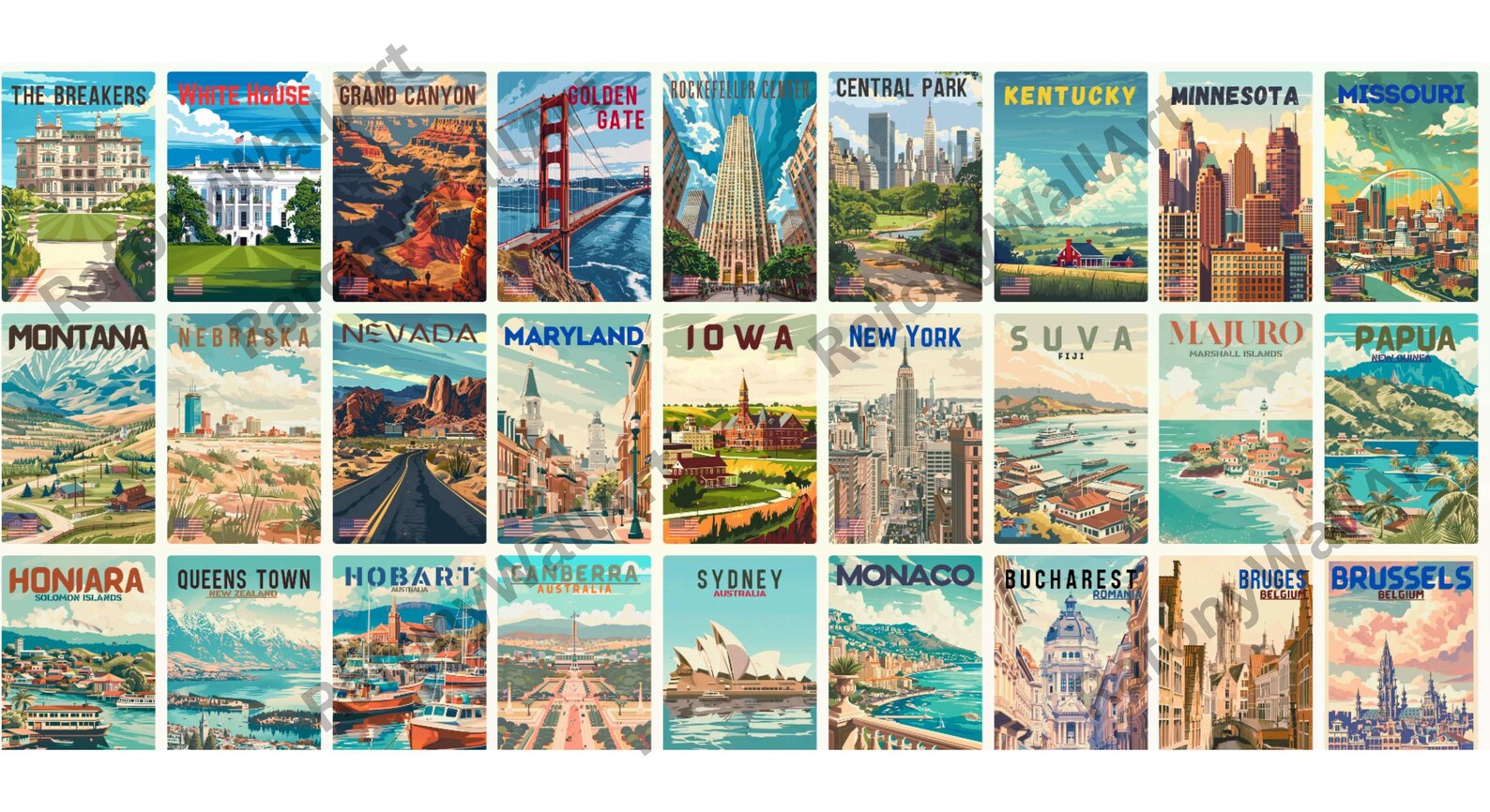 100 Travel Poster Set 1| Retro Aesthetic | Travel Wall Prints | Travel ...