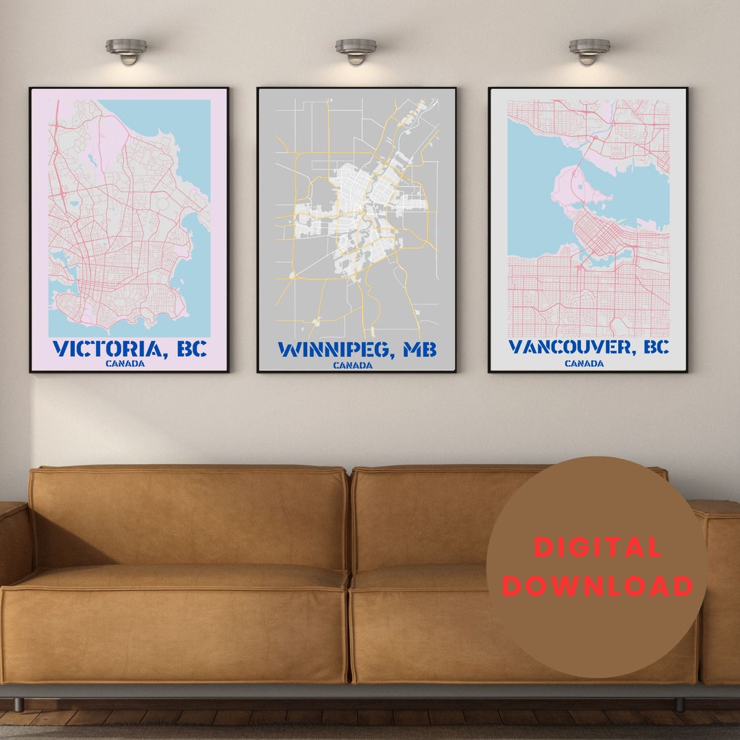 Map Poster - Top12 Canadian Cities Map, Wall Art, Home Decor, Printable ...