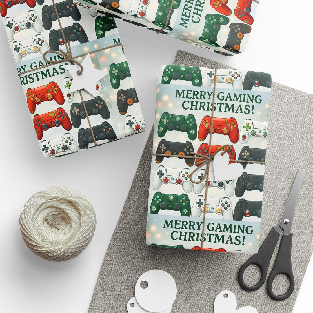 Merry Gaming Christmas Controller Wrapping Paper - Etsy