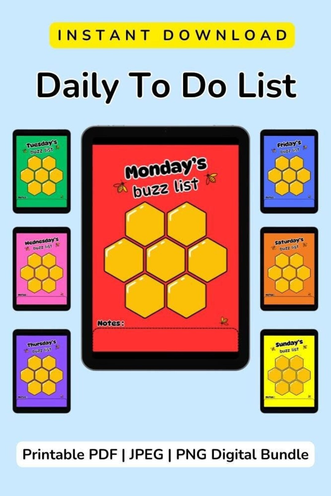 The 7 Day Buzz List | to Do List Printable Template | Digital Daily ...