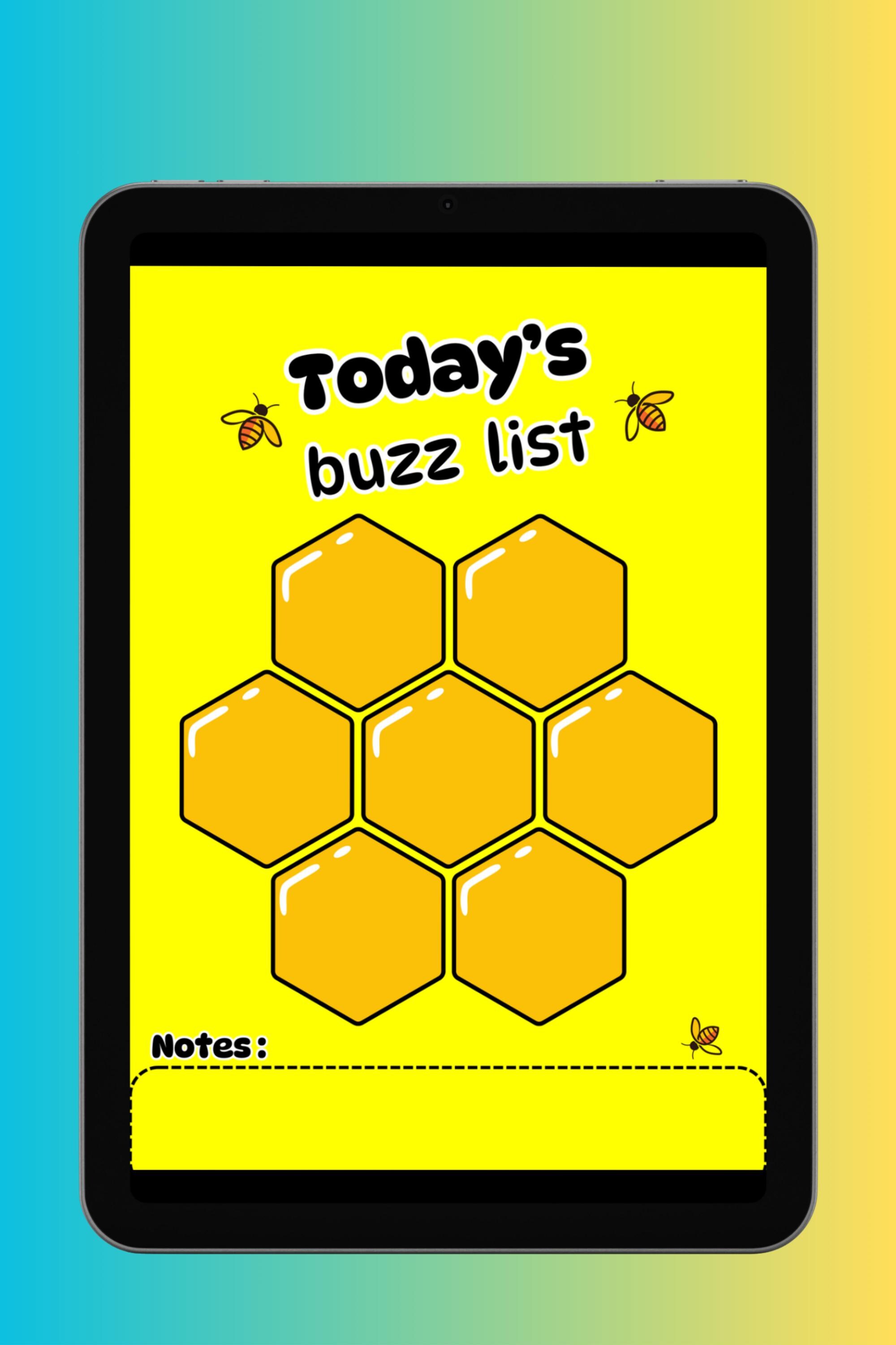 Today's Buzz List to Do List Template Digital Daily Planner Printable ...