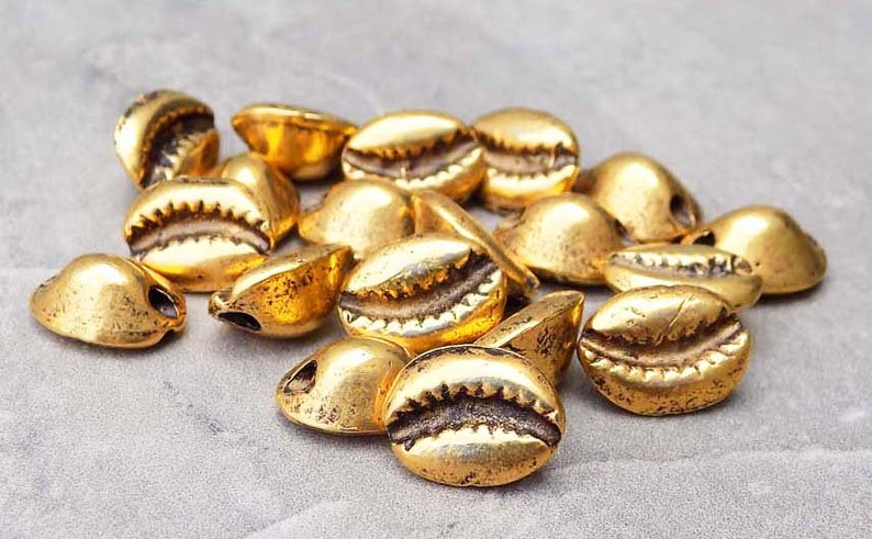 Beautiful Antiqued 24K Gold-plated Cowrie Shell Beads From | Etsy