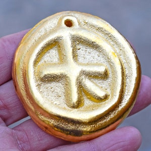 24K Gold Plated Greek Terra Cotta Primitive Symbol Pendant - Etsy