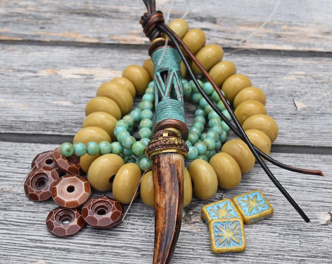 Surf & Sand Bead Collection: Turquoise Blue, Tan, Brown, Glass, Leather ...