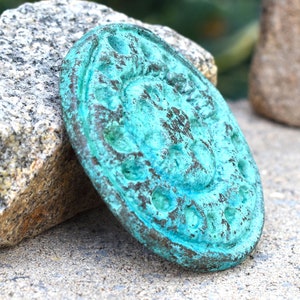 Large Grecian Warrior Verdigris Terra Cotta Shield Pendant ~ 70mm ...
