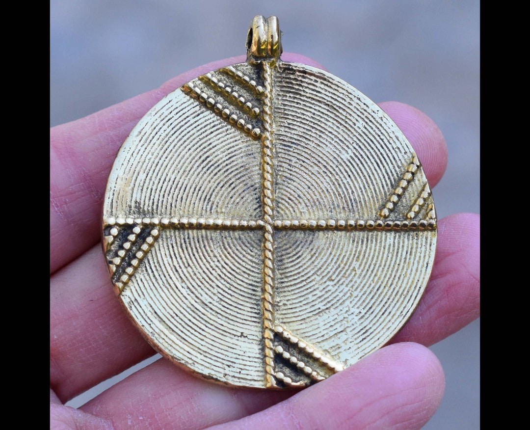 48mm African Cast Brass Round Shield Pendant Medallion ~ Sold ...