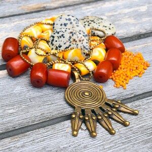 African Sun Bead Collection: Rust Red, Orange Bone and Glass, Dalmation ...