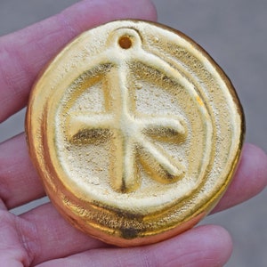 24K Gold Plated Greek Terra Cotta Primitive Symbol Pendant - Etsy