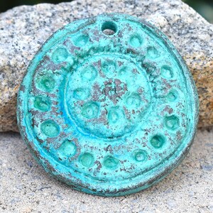 Large Grecian Warrior Verdigris Terra Cotta Shield Pendant ~ 70mm ...