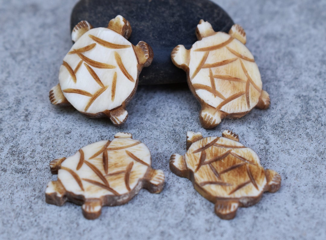 Vintage Antiqued Carved Bone Turtle Charms Set of 4 26mm - Etsy