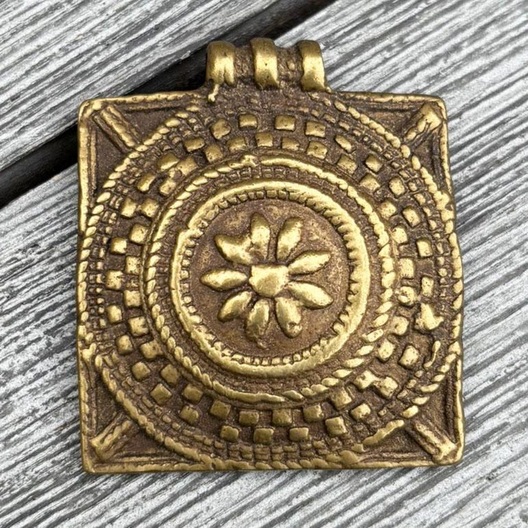 Unique and Exotic African Brass Square Shield Pendant Amulet With ...