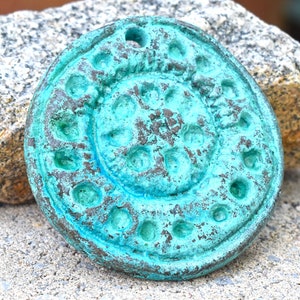 Large Grecian Warrior Verdigris Terra Cotta Shield Pendant ~ 70mm ...
