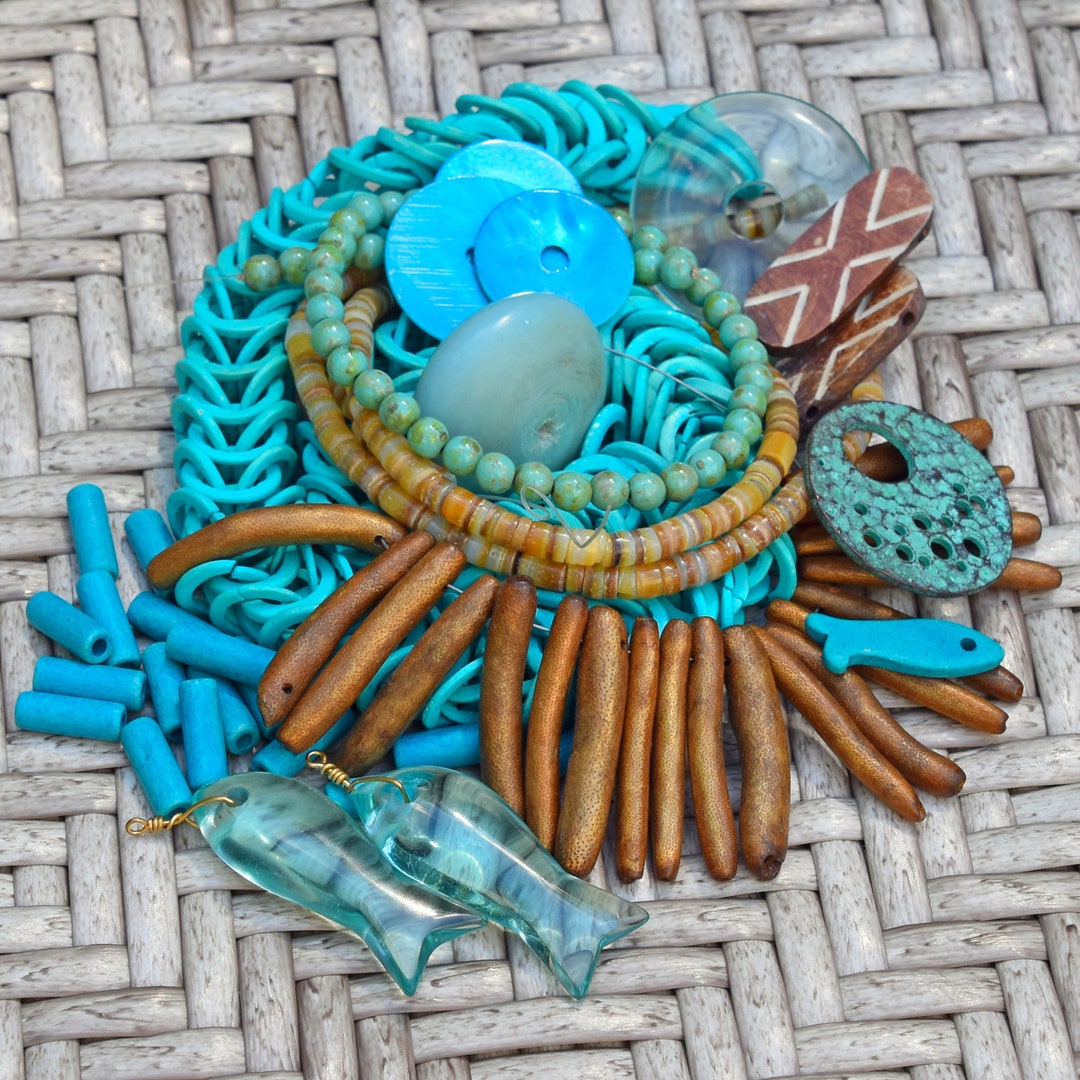 Turquoise COCONUT Bead Collection: Blue Terra Cotta, Shell, Gold Coral ...