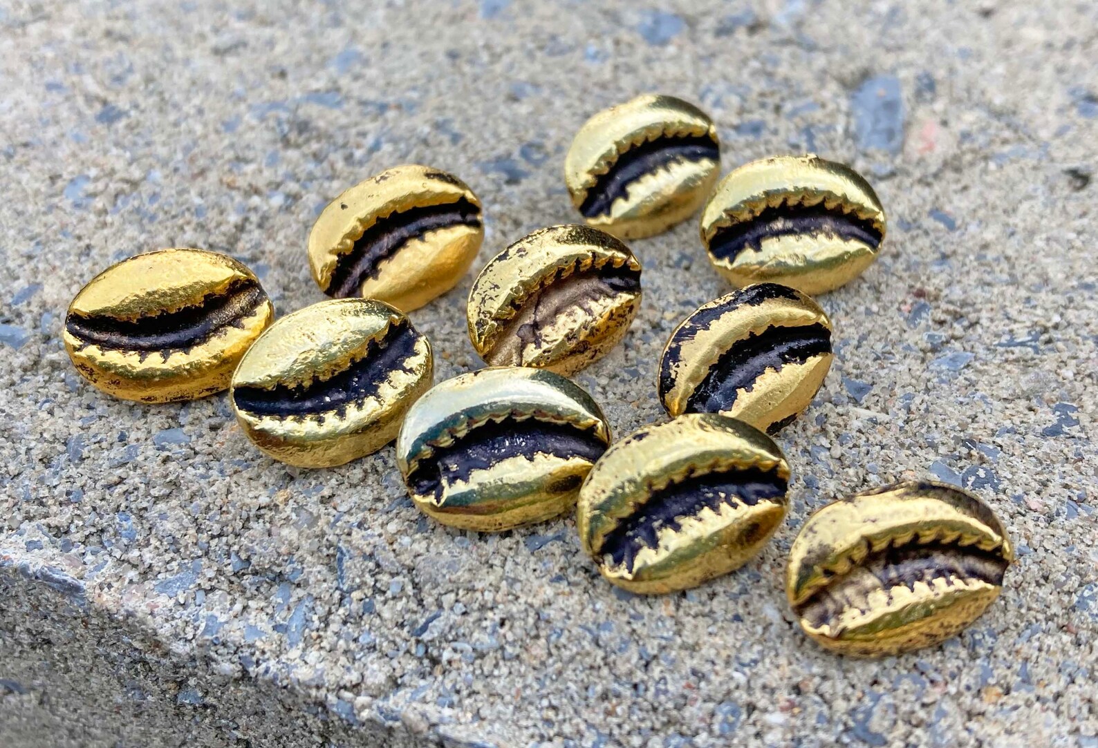 Beautiful Antiqued 24K Gold-plated Cowrie Shell Beads From | Etsy