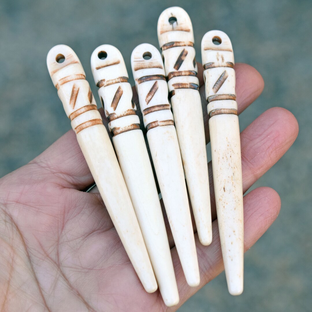 African Tribal Island Style Long Carved Bone Stick Pendants ~ 90mm - Etsy