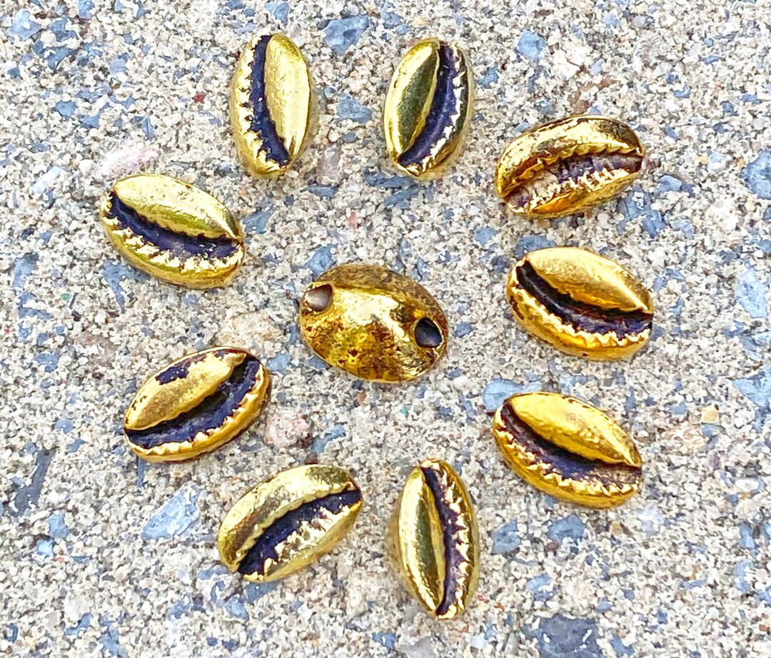 Beautiful Antiqued 24K Gold-plated Cowrie Shell Beads From Greece ...