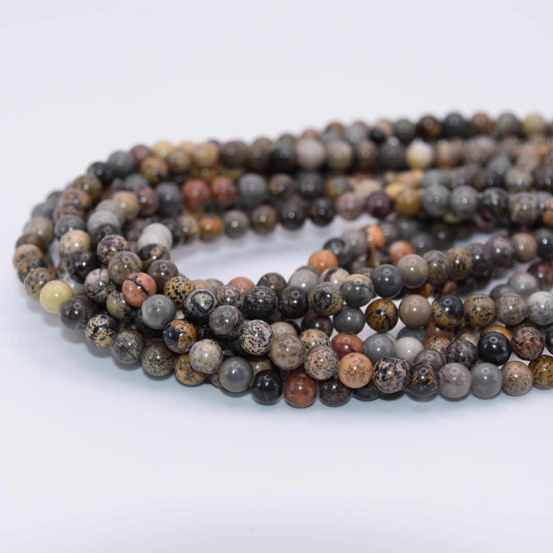Artistic Jasper Gray Black Brown Tan Mauve 6mm Round Beads ~ 15-16 ...
