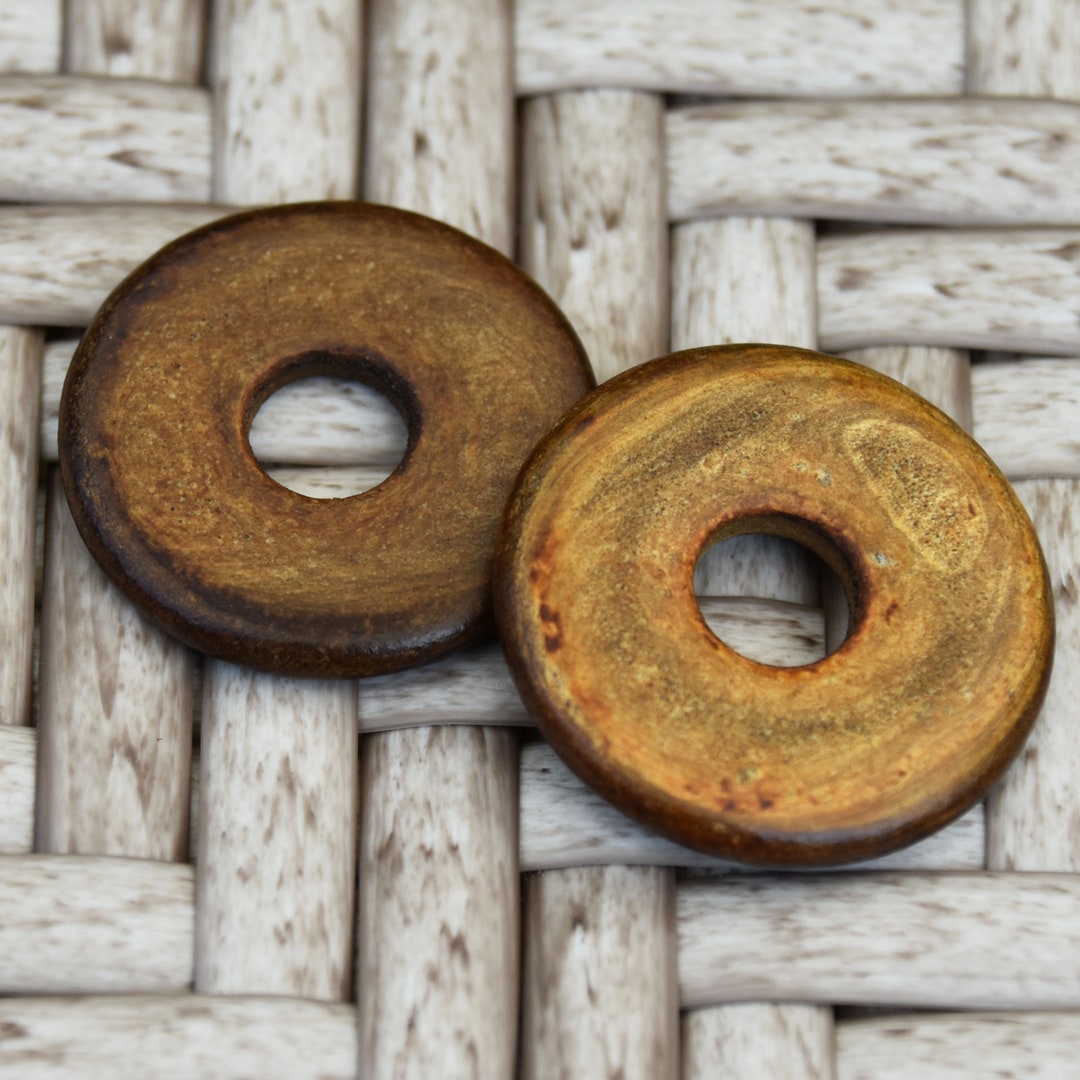 Beautiful Philippine Burnt Horn Donut Pendant 30mm ~ Sold in Pairs - Etsy