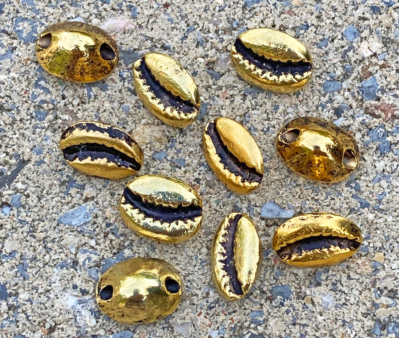 Beautiful Antiqued 24K Gold-plated Cowrie Shell Beads From | Etsy