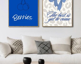 32 Blue Gallery Wall Set Prints Blue Gallery Wall Art, Gallery Wall Set ...