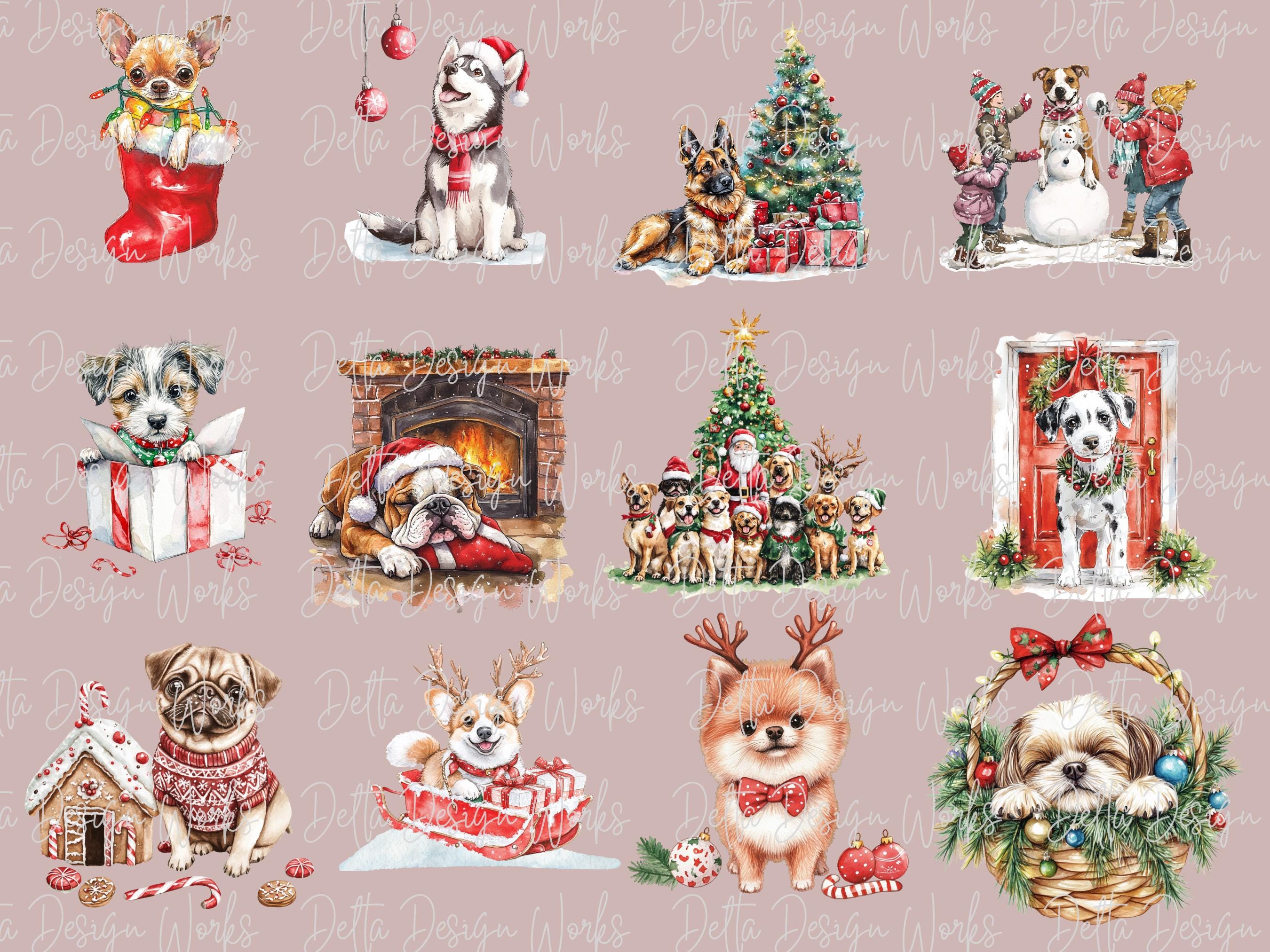 Christmas Dogs Clip Art Bundle, Sublimation PNG Bundle, Christmas ...