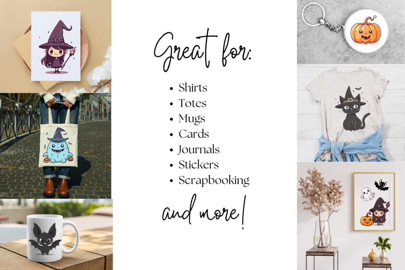 Kawaii Halloween Clip Art Set, Cute Spooky Characters, Digital Download ...