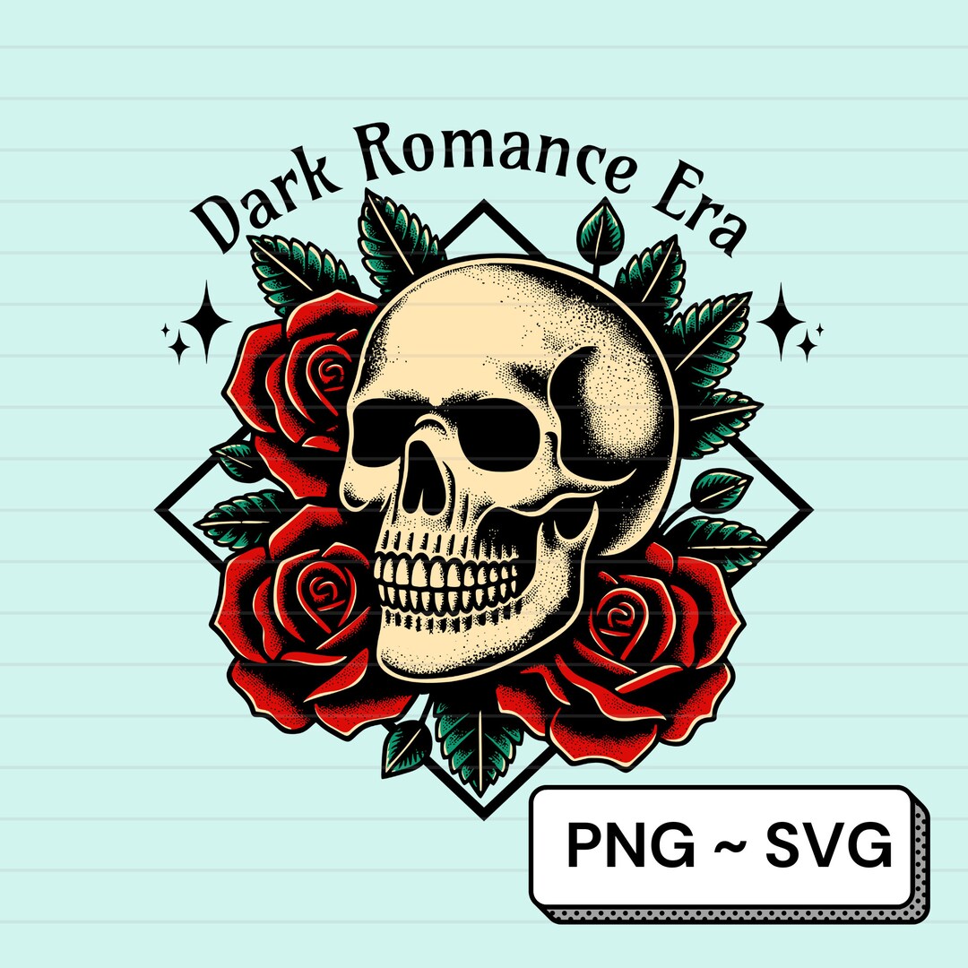 Dark Romance Skull & Roses SVG: Booktok Sticker Design (digital ...