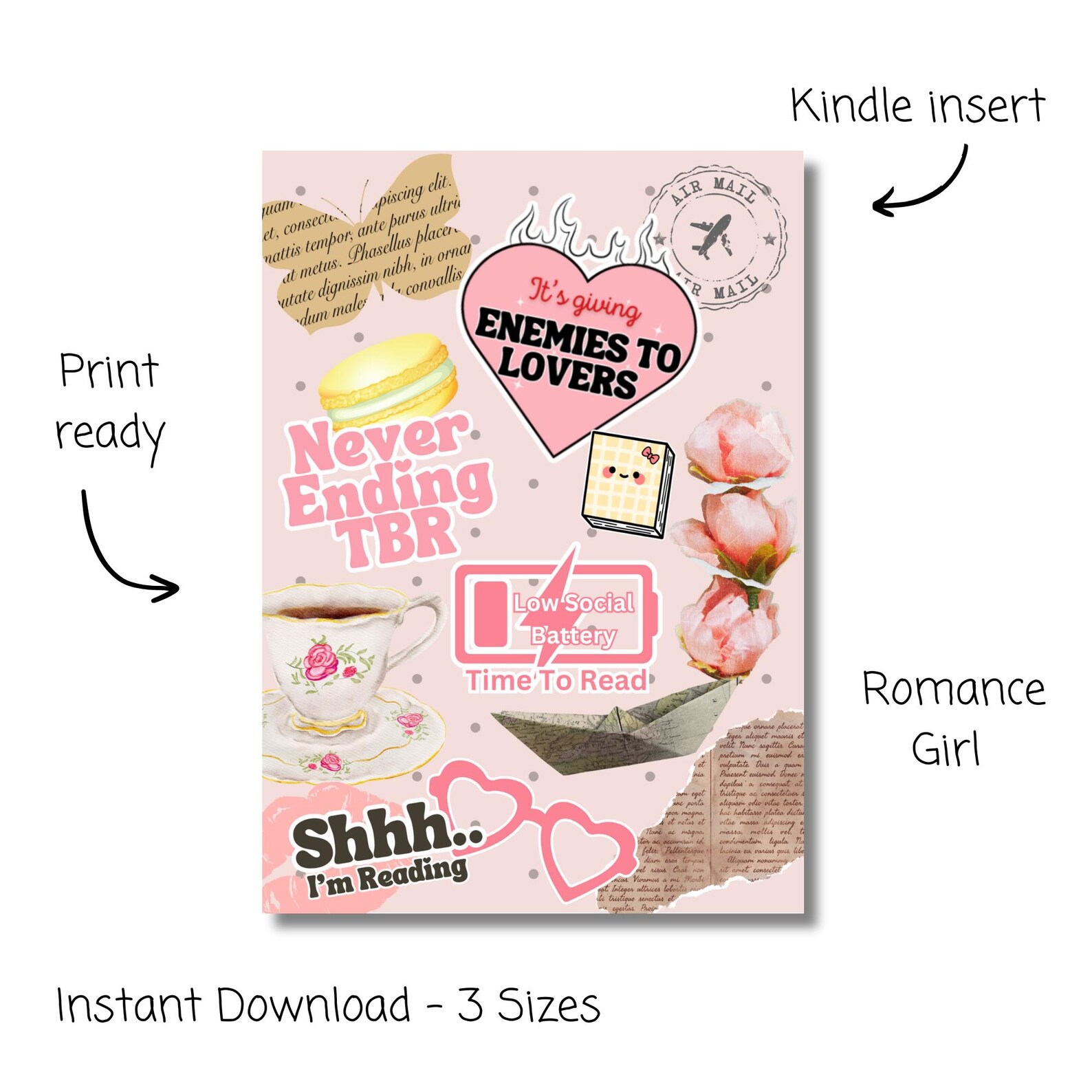 Pink Floral Kindle Insert | Booktok Design (digital Download) - Etsy