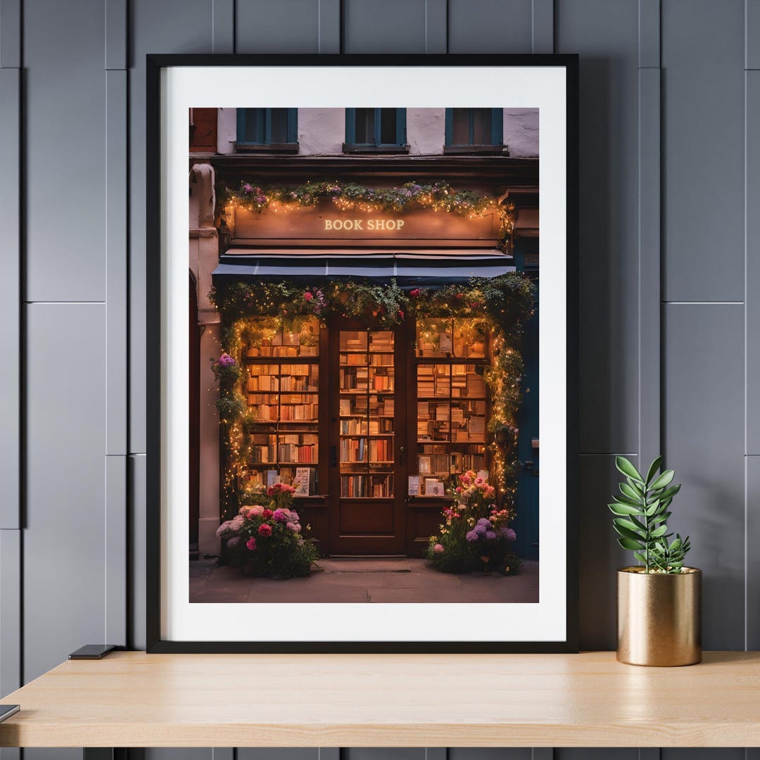 Bookstore Art Work, Cozy Book Nook Wall Art. Floral Book Shop Printable ...