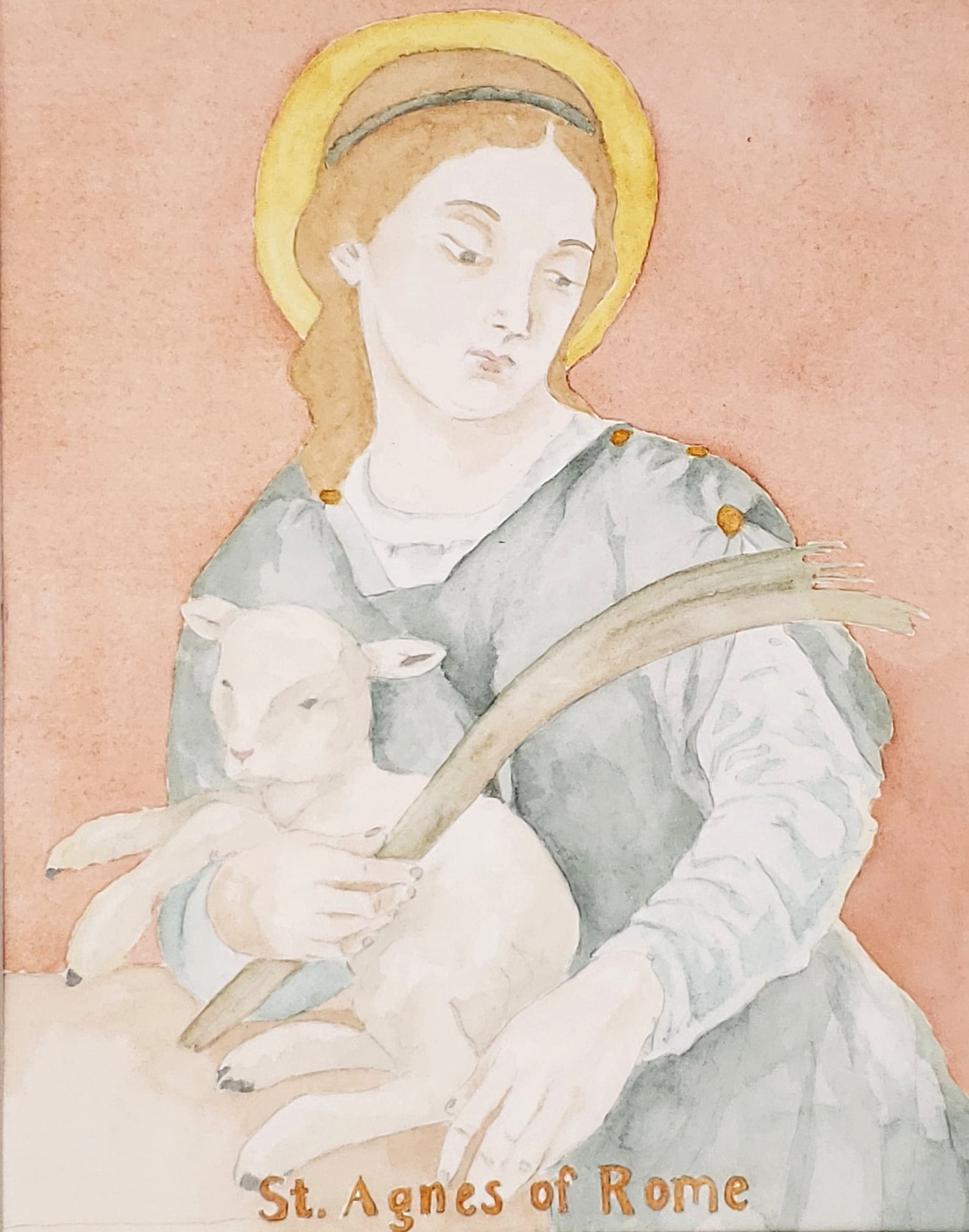 Saint Agnes of Rome Watercolor Painting 7 3/4 X 9 3/4 Painting Size ...