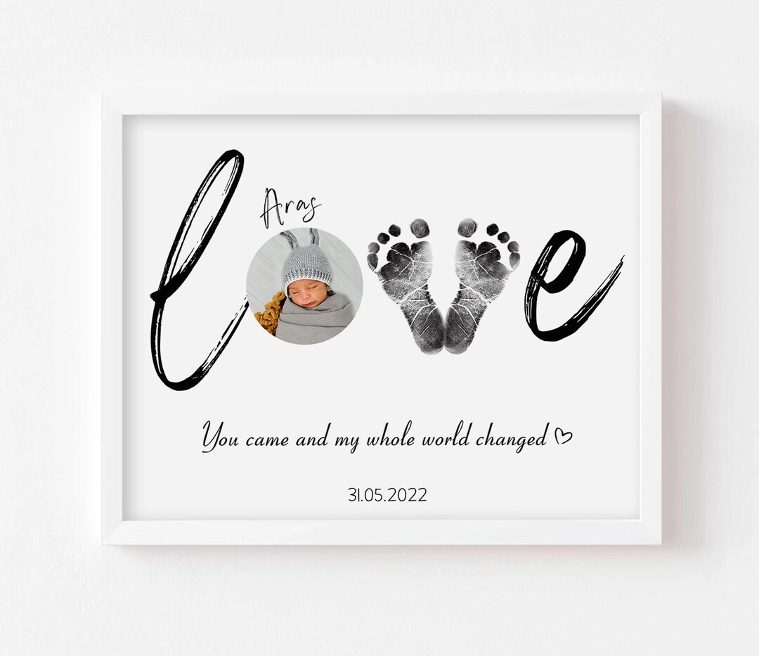 Personalised Birth Print, Newborn Footprint, Baby Footprint Art, Birth ...