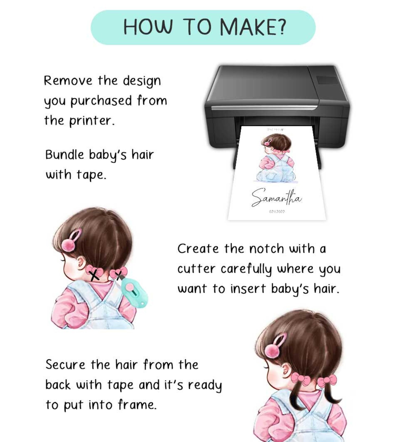 Personalized Child's First Haircut Keepsake Digital Printing - Baby ...
