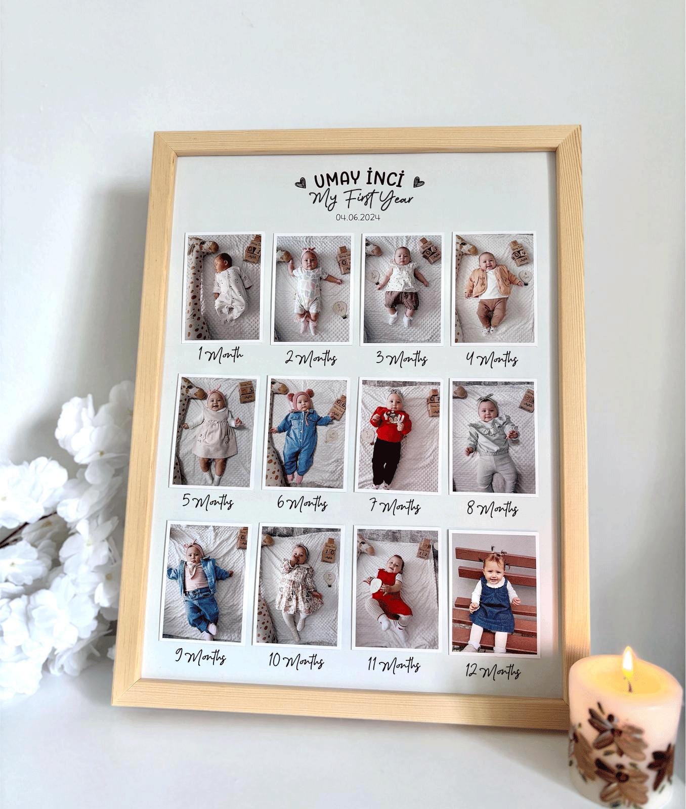 Personalised Baby's First Year Birthday Photo Frame | Handmade Photo ...