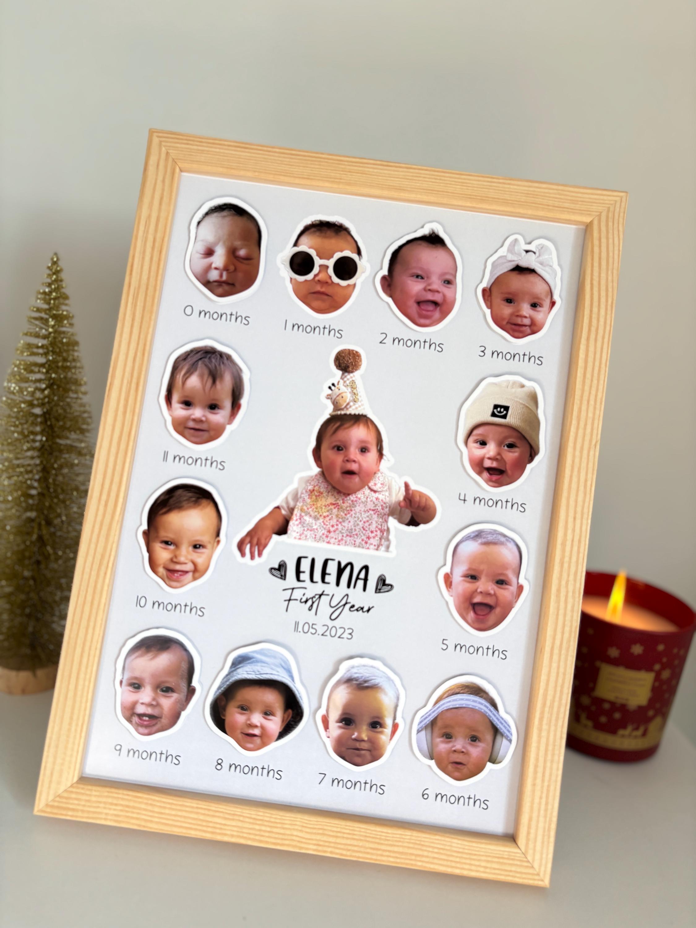 Baby First Year Personalized Frame - Newborn Photos and One Year ...