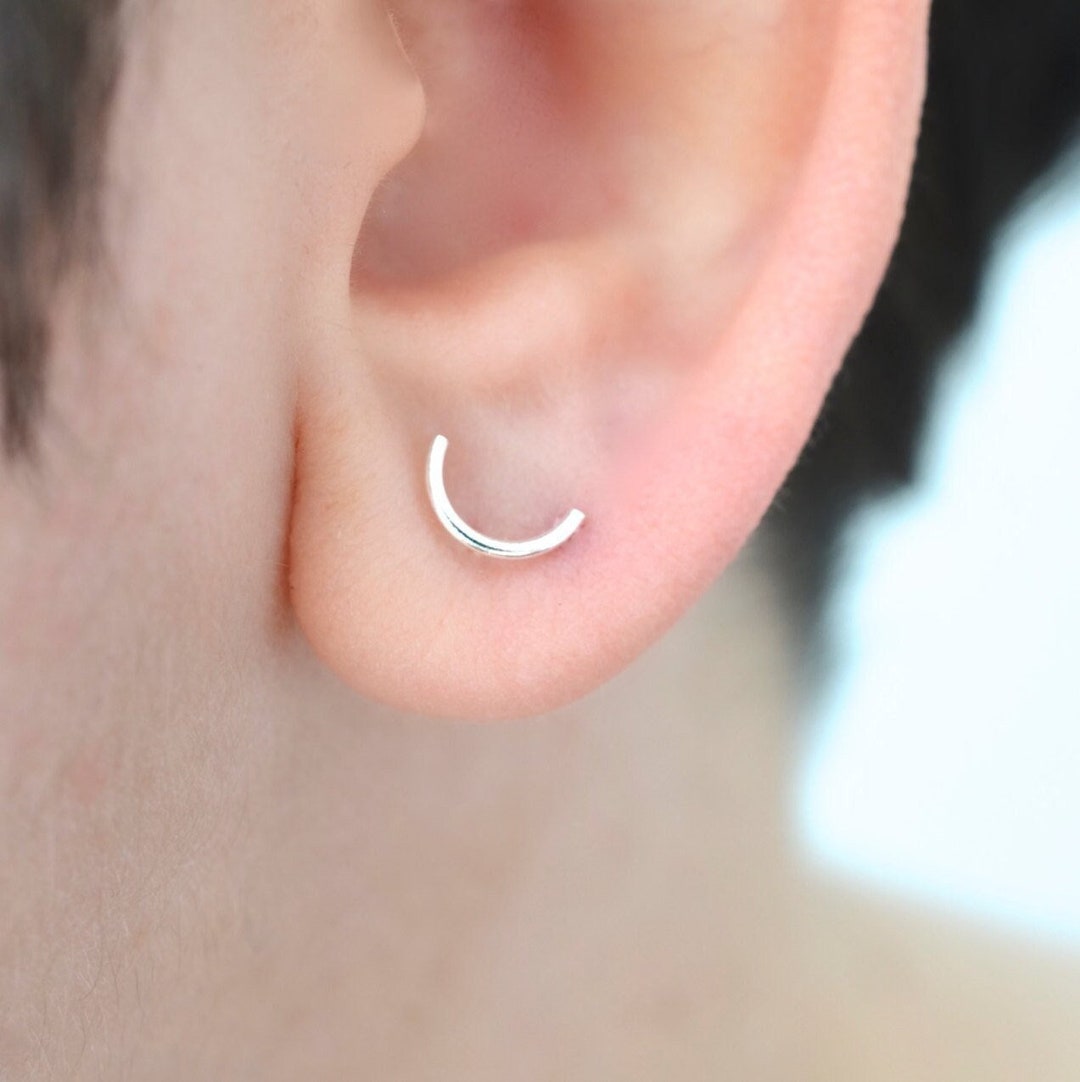 Half Circle Earrings Crescent Moon Arched Earrings Celestial - Etsy